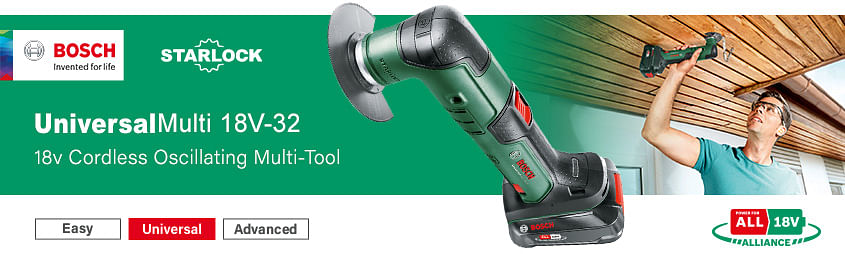 Bosch UNIVERSALMULTI 18V 32 P4A 18v Cordless Starlock Oscillating Multi Tool Oscillating Multi Tools