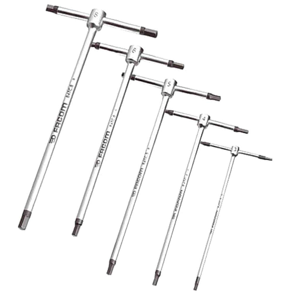 Facom 5 Piece T Handle Hexagon Allen Key Set Metric Hex Torx Keys