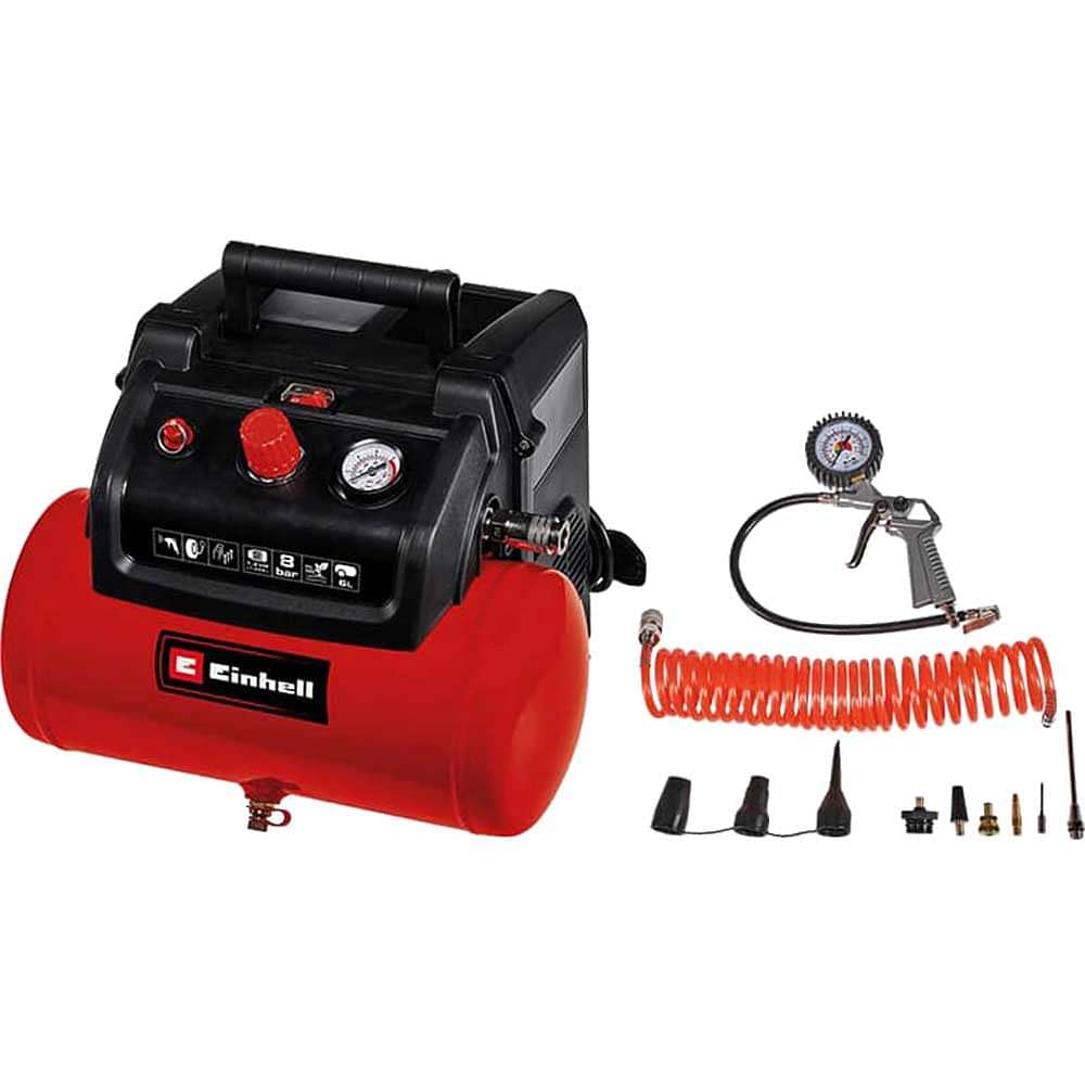 Einhell TC AC 190 6 8 OF Set Oil Free Compressor and Air Tool Kit Air Compressors